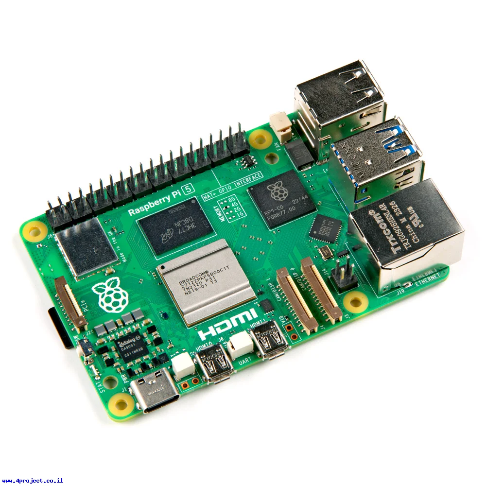 כרטיס פיתוח - Raspberry Pi 5 - עם 4G זכרון - www.4project.co.il